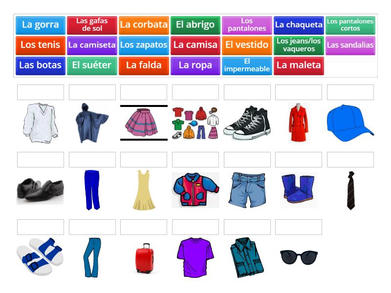 La ropa: Vocabulario #2 - Match up