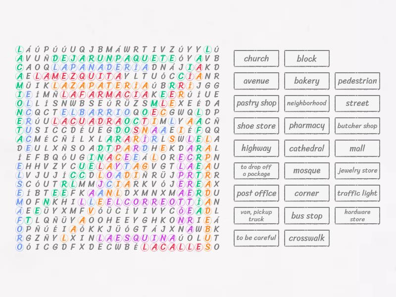 Sopa de letras - vocabulario 3A - Wordsearch