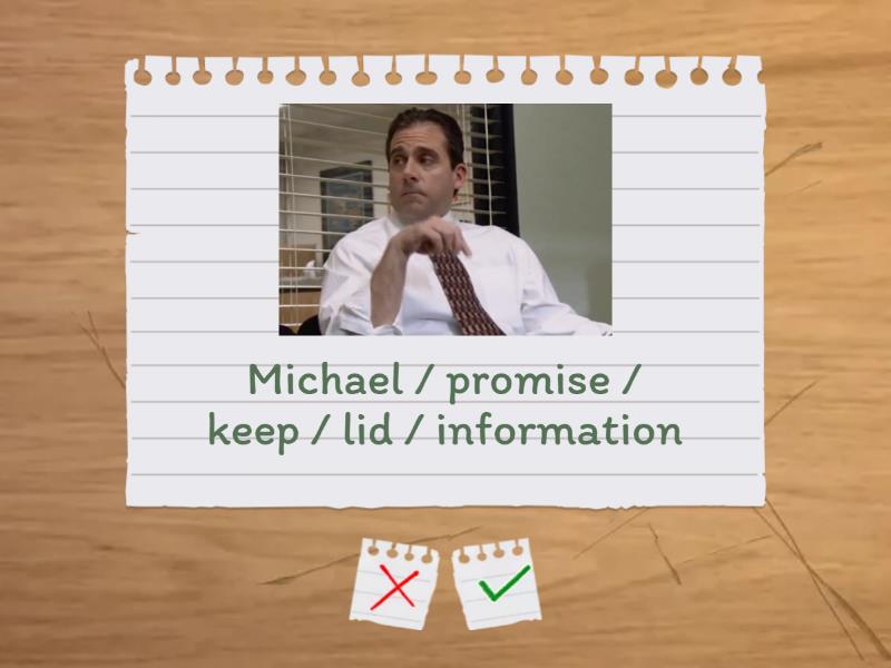 the office: sentence building - Tarjetas flash