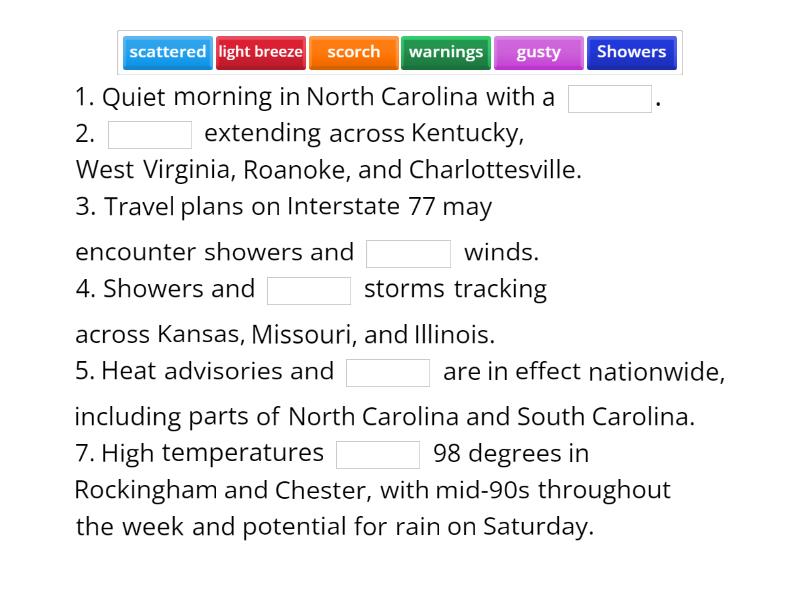 Weather forecast 2 - Complete the sentence