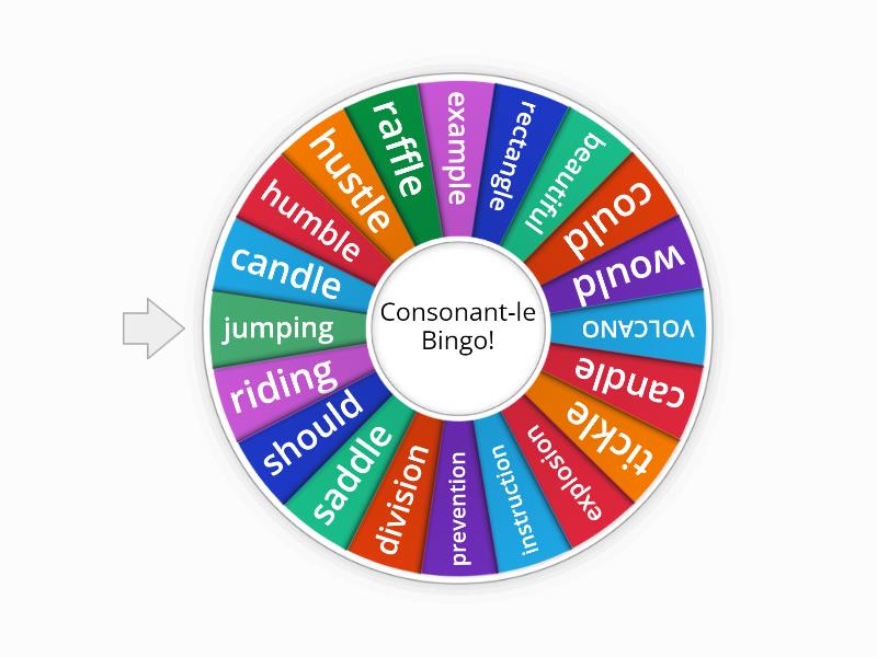 Consonant-le Bingo Word Caller - Spin the wheel