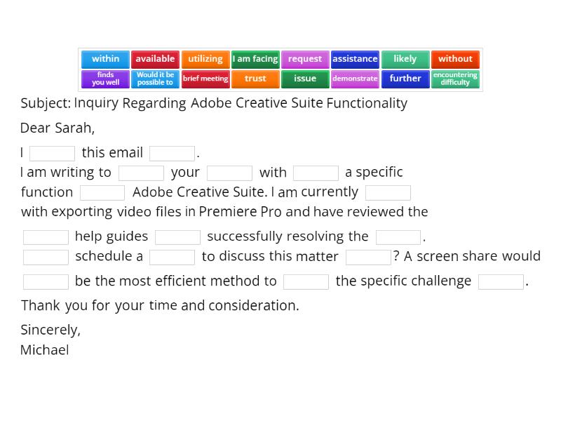 Example 1: Requesting Help with Software - Complete the sentence
