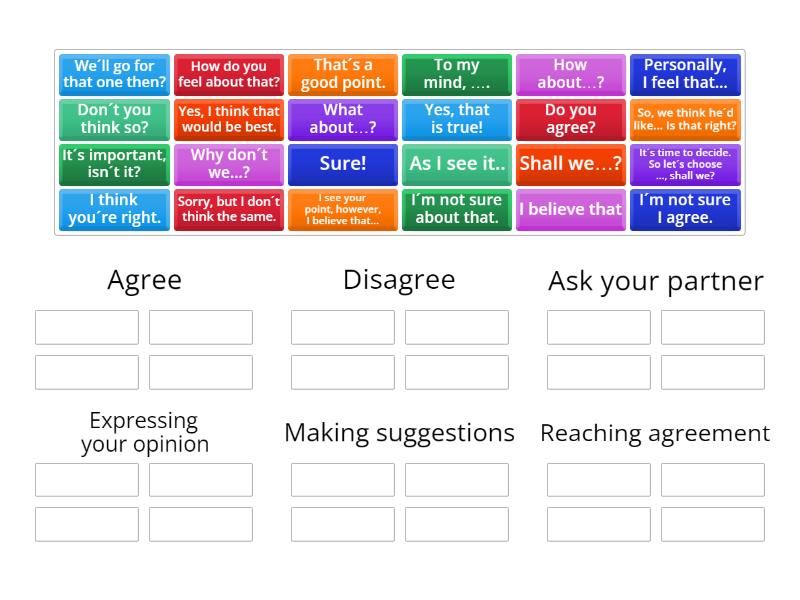 B1 Preliminary speaking part 3 phrases - Group sort