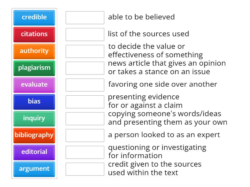 Argument & Advocacy Set 1 - Match up