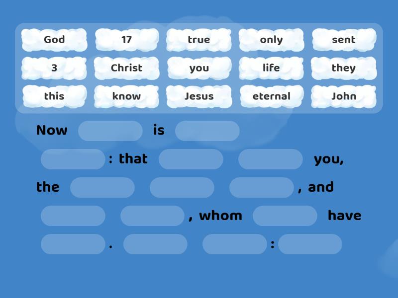 BSF Lesson 22 Memory Verse John 17:3 Game - Missing word
