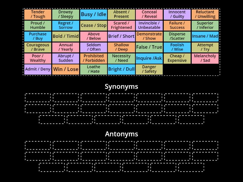 Synonyms and Antonyms P7 - Group sort