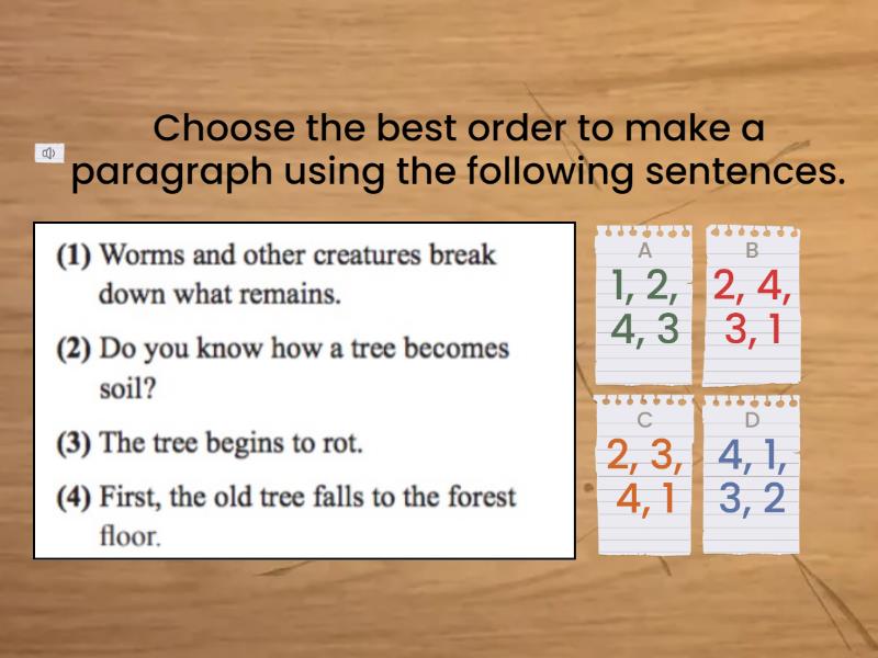 Best Order to Make a Paragraph - Quiz