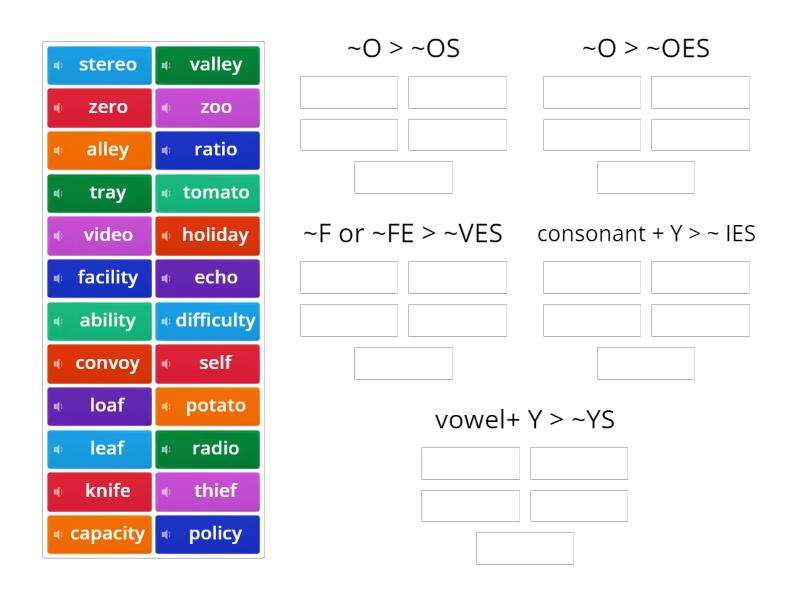 Regular-irregular plural nouns 2 - Group sort