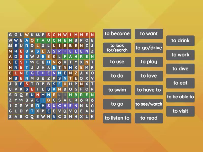 infinitive verbs - Wordsearch