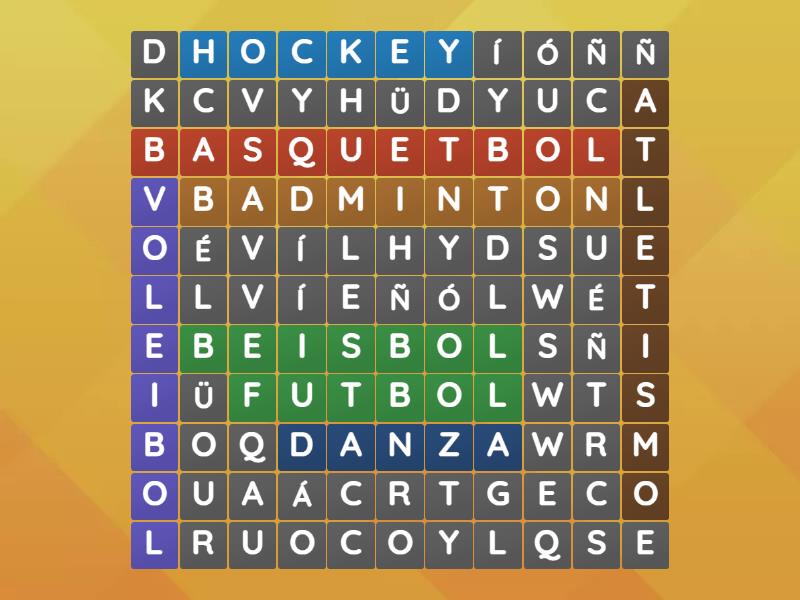 Deportes sopa de letras - Wordsearch