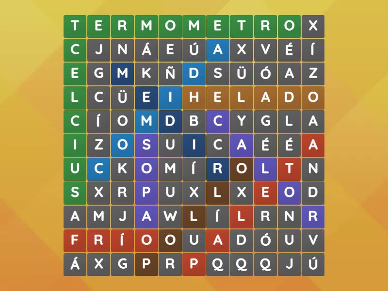 Temperatura - Sopa de letras