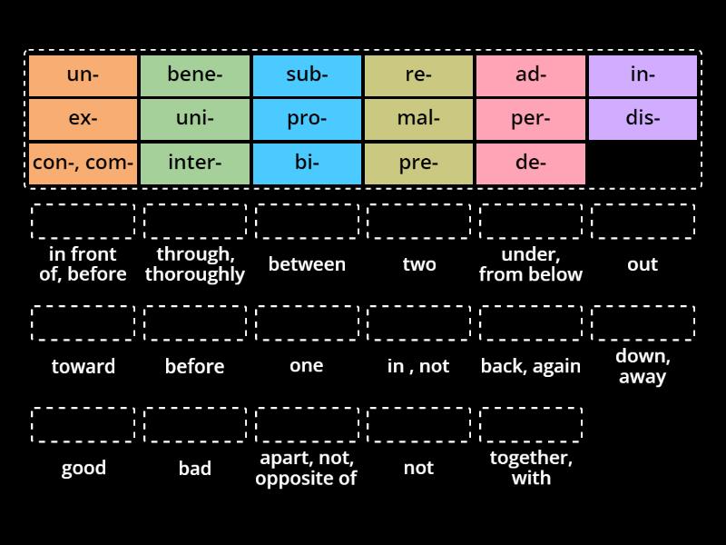 prefixes - Match up