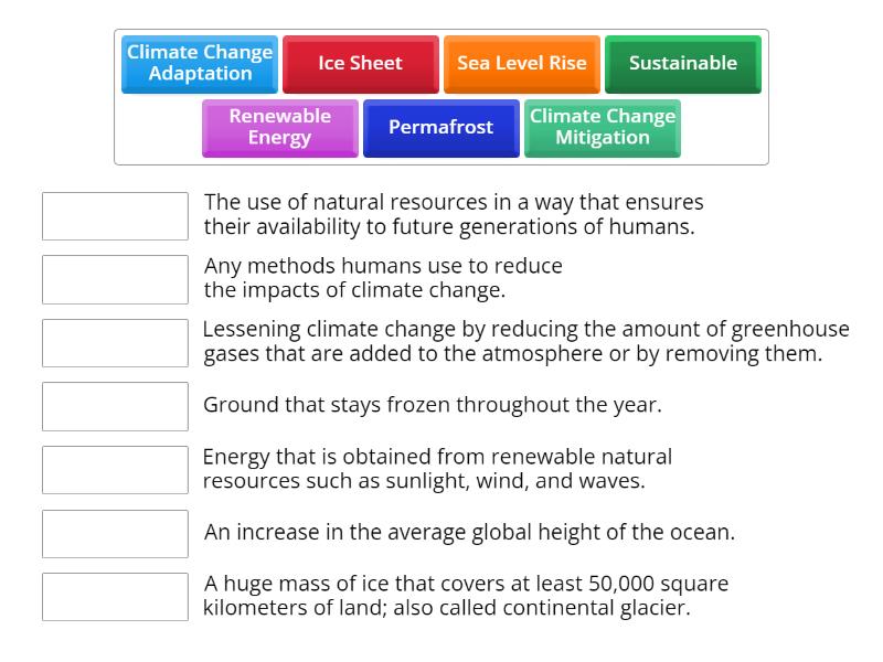 Climate Today and Tomorrow (Lesson 20) - Match up