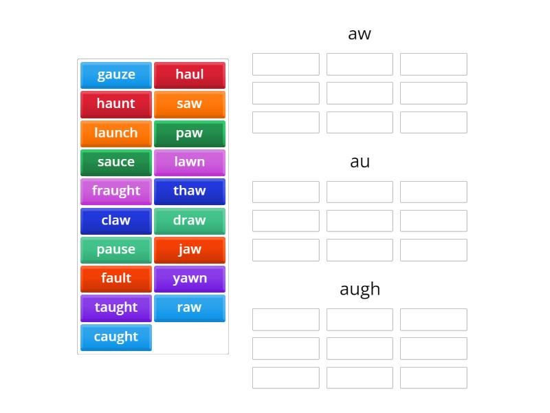 /aw/ Vowel Teams - Ordenar por grupo