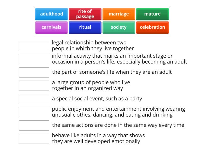 match words and meaning - Match up