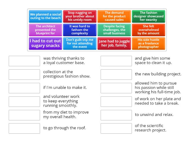 Match parts of sentences - Match up