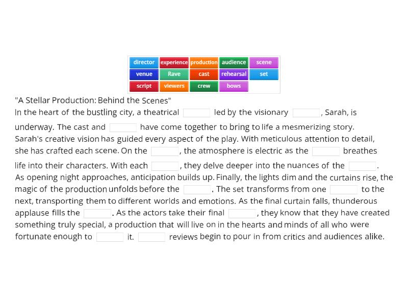 Theatre and cinema. Fill the gaps. Vocabulary in Use Upper-Intermediate ...