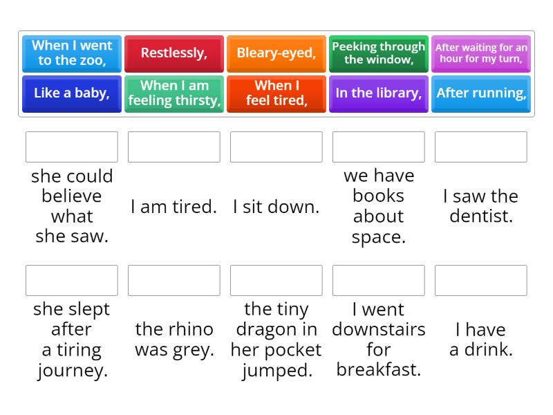 ISPACE sentence openers - Match up