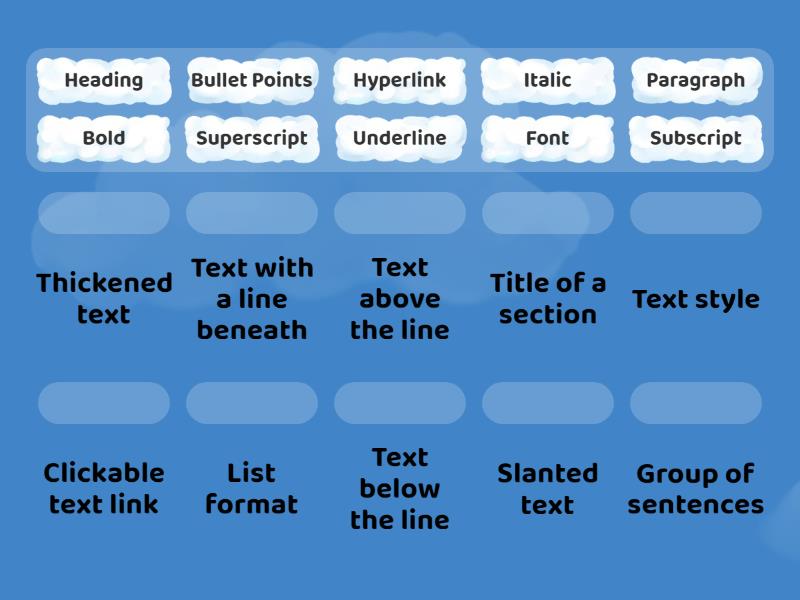 Match the Text Descriptions - Match up