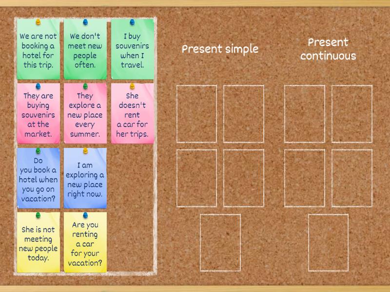 Present simple vs present continuous - Group sort
