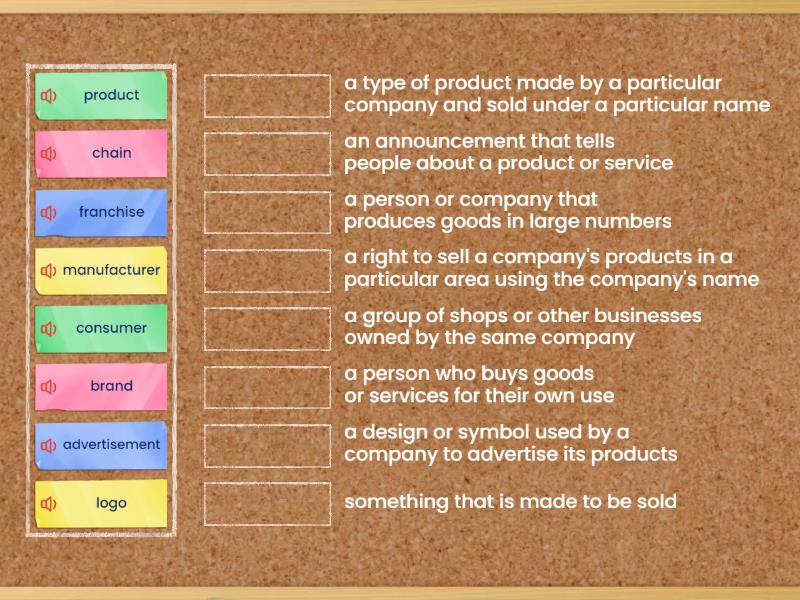 Making and Selling - Match up