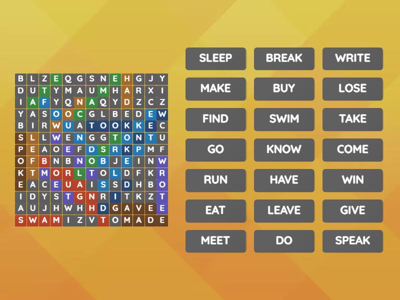Simple Past Irregular verbs - Wordsearch