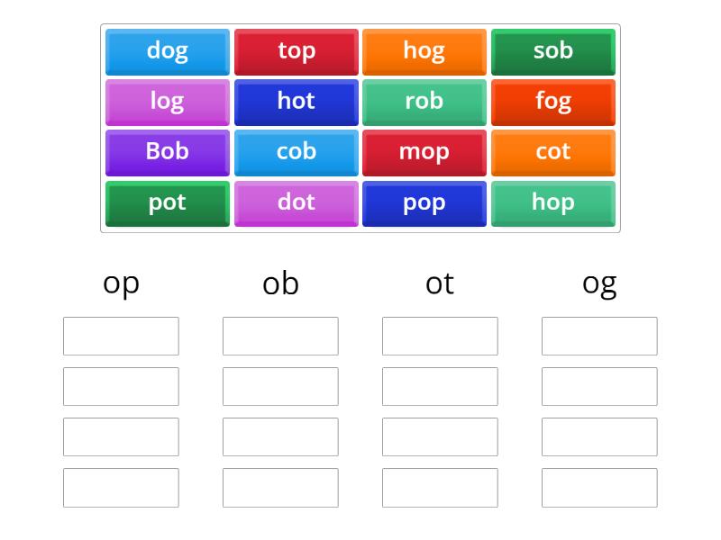 Short o word sort - Group sort