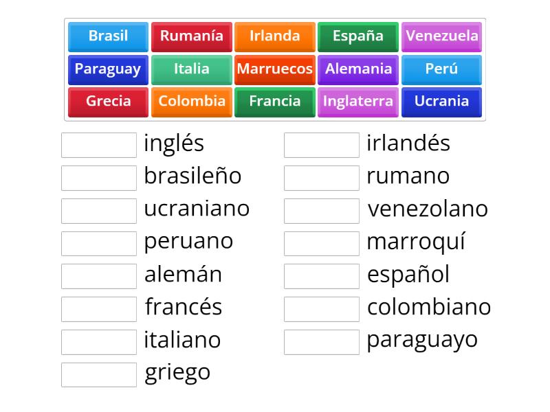 GENTILICIOS DEL MUNDO - Match up