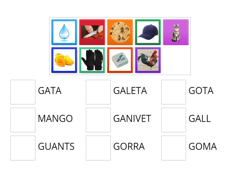PARAULES AMB G (ga, go, gu) - Match up