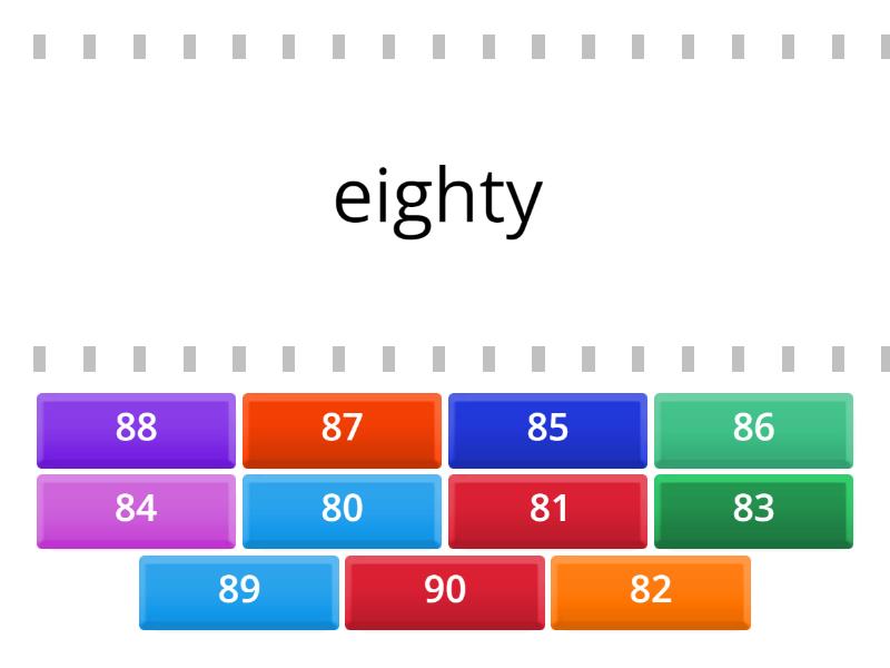 Numbers from 80 to 90 - Find the match
