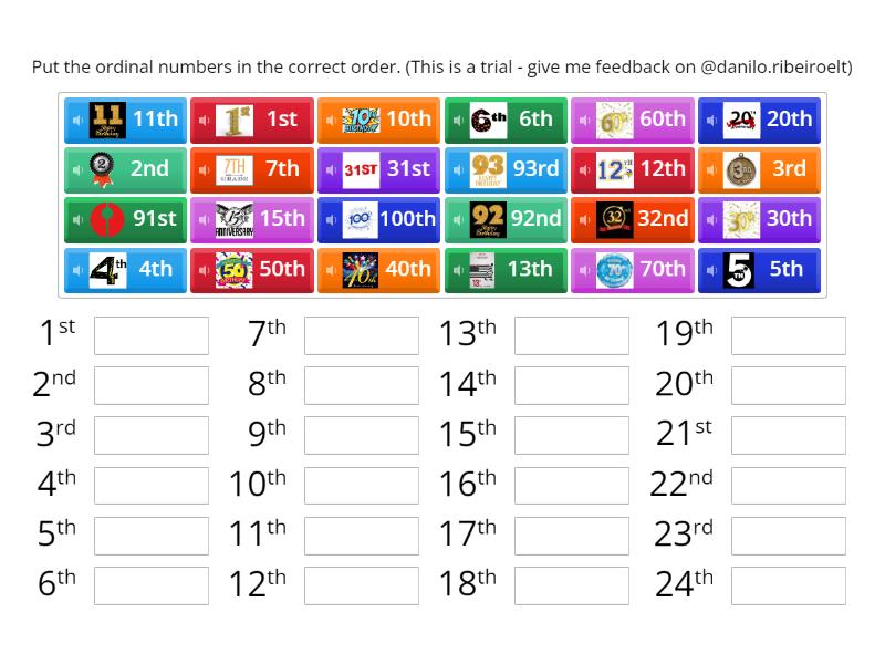 Ordinal numbers - review - Rank order