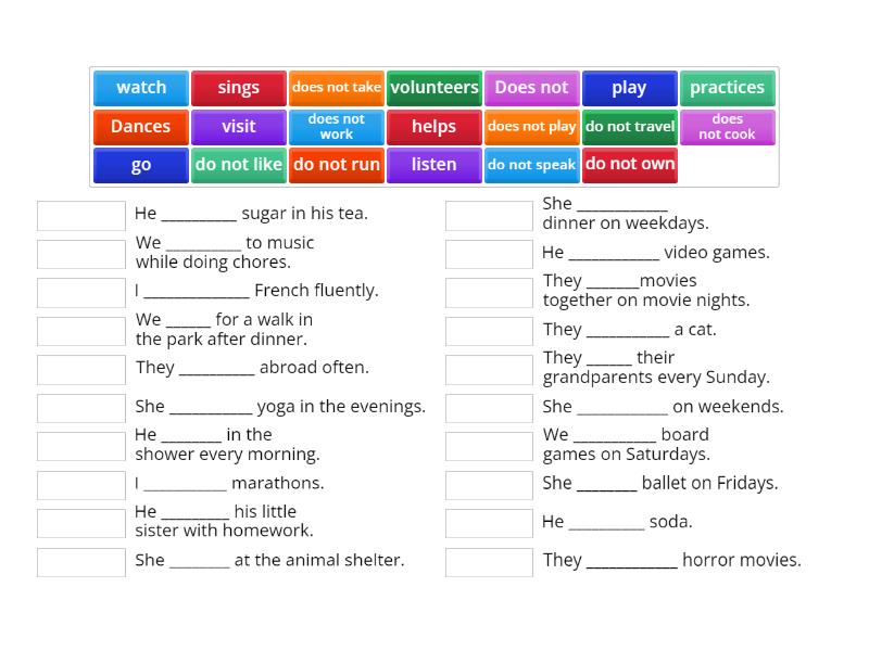 Present Tense - Match up