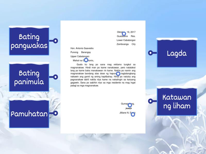 Bahagi ng Liham - Labelled diagram