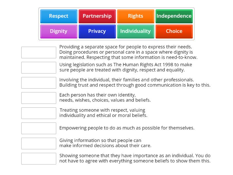 Person Centred Values - Match up