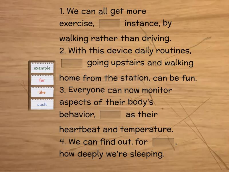 Giving examples B1 - Complete the sentence