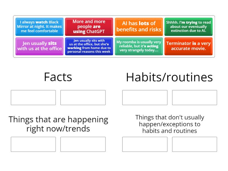 Present simple/present continuous sort final review1 - Group sort