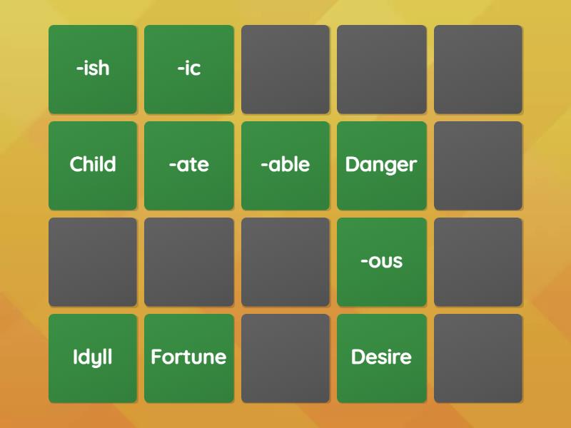 Adjective formation_matching game - Parejas