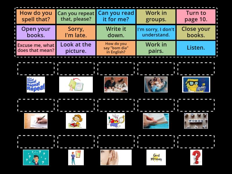 Classroom language - Match up