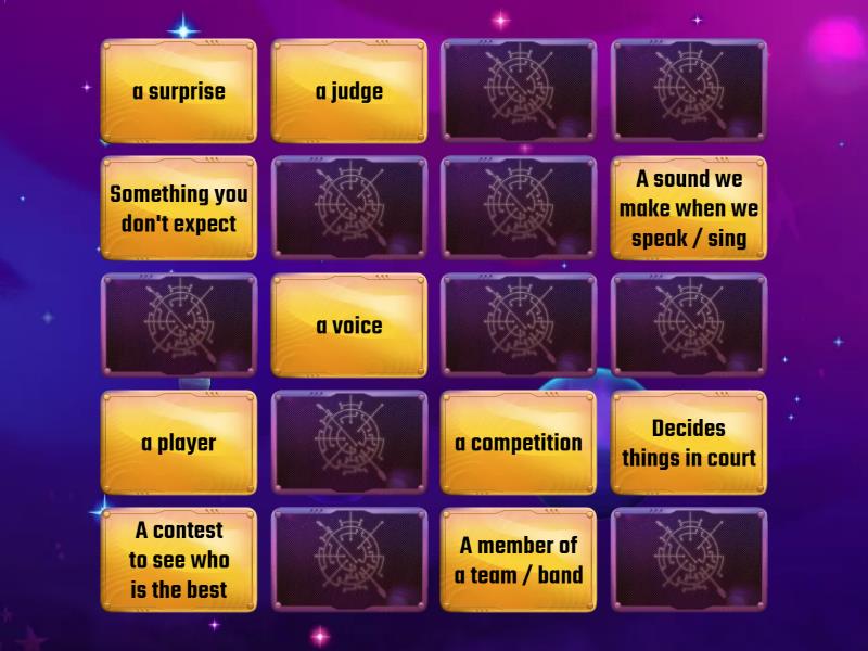 Vocabulary Memory Game - Matching pairs
