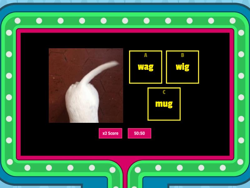 Match the picture to the word: CVC -ag, -eg, -ig, -og, -ug - Gameshow quiz