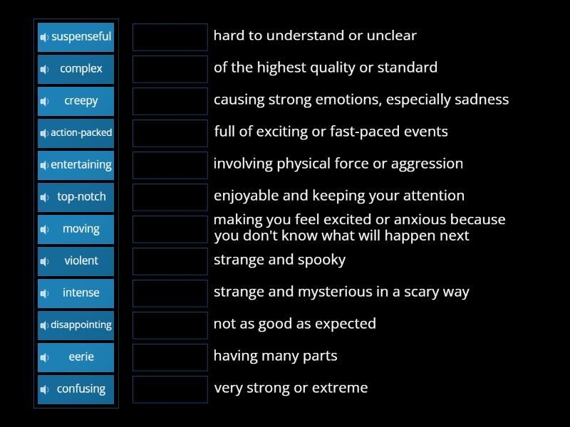 Movie Adjectives - Match up