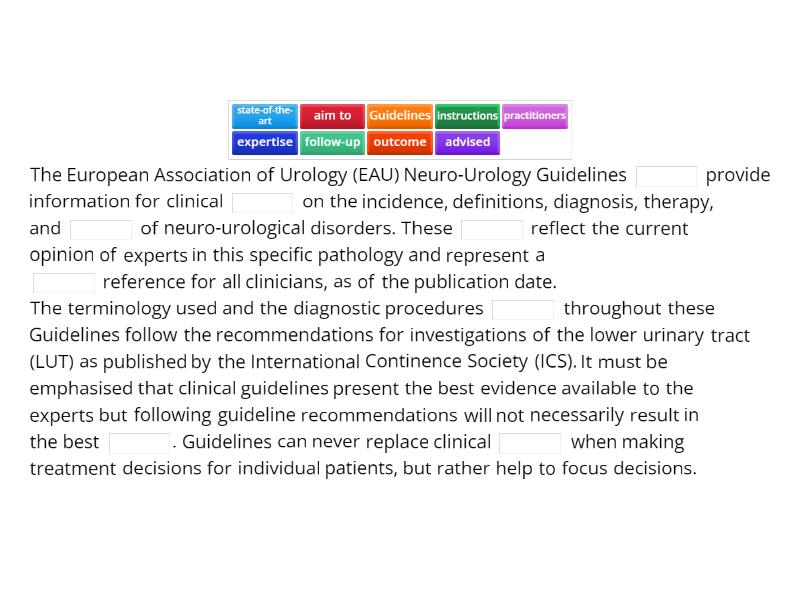 EAU Guidelines - Completar la frase