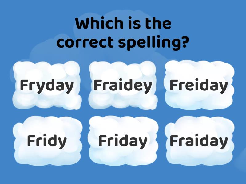 Days of the Week Spelling - Quiz
