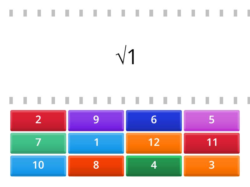 Square roots 1-12 - Find the match