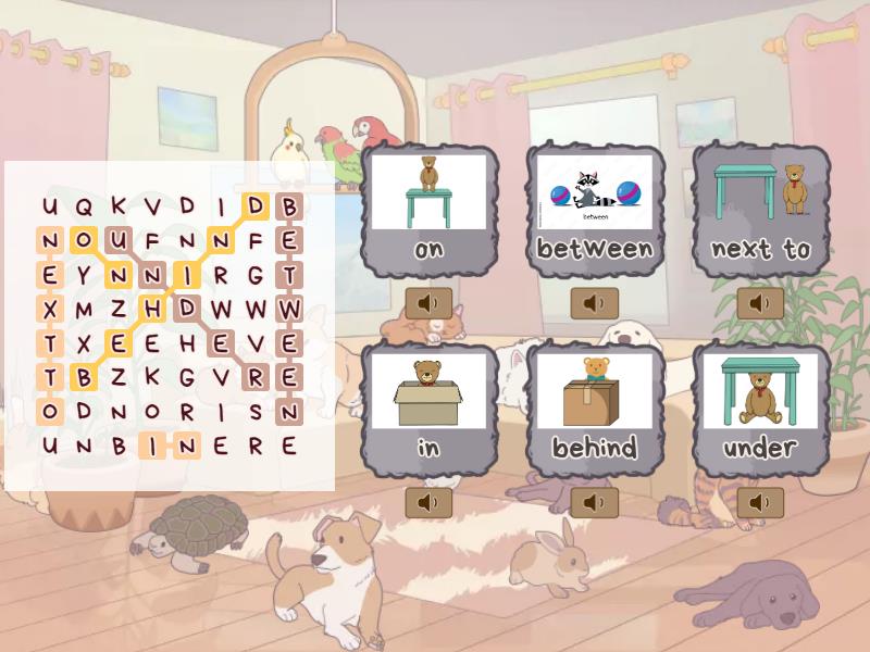 Prepositions of place (KIDS BOX 1) - Wordsearch