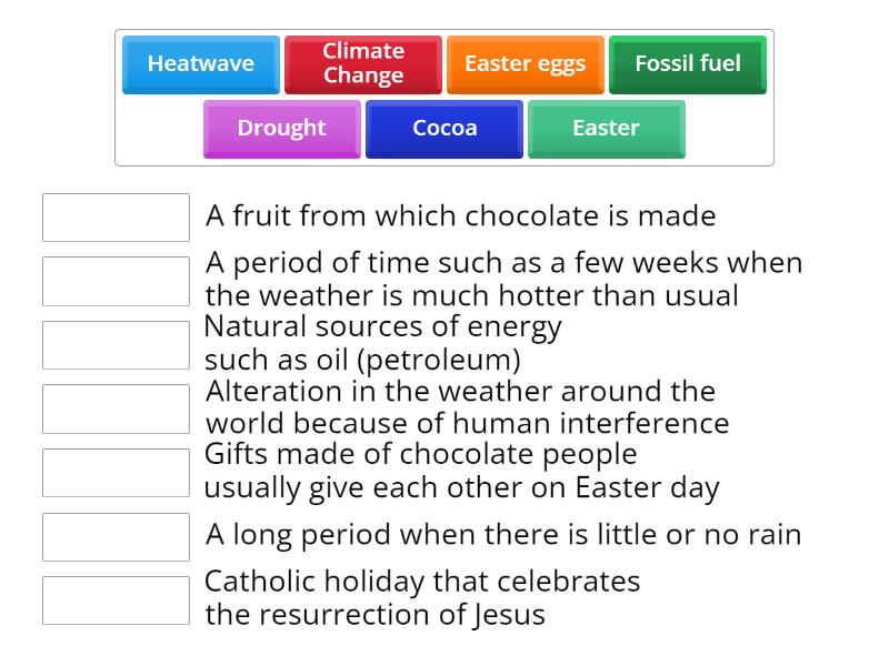 Easter Eggs - vocabulary activity - Match up