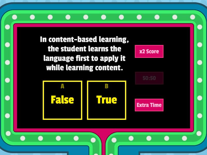 Content-based learning - Gameshow quiz