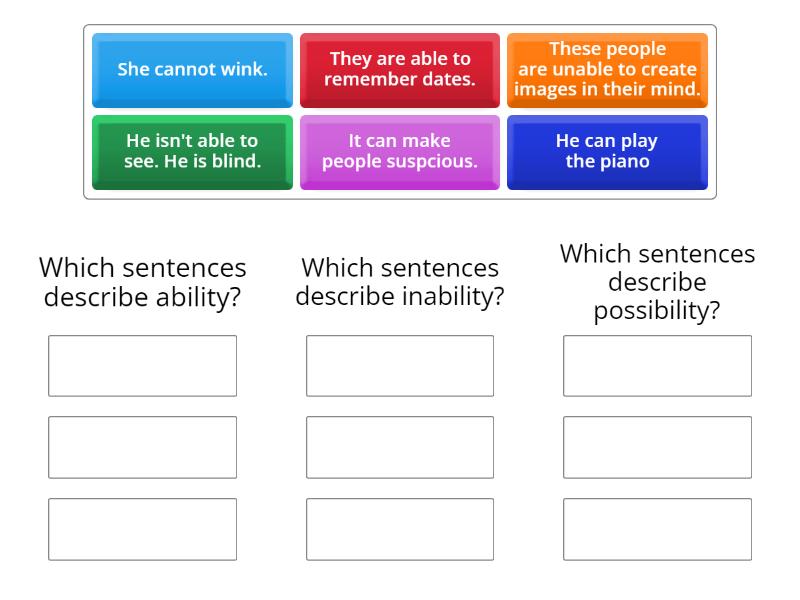 Modals of ability and possibility - Group sort