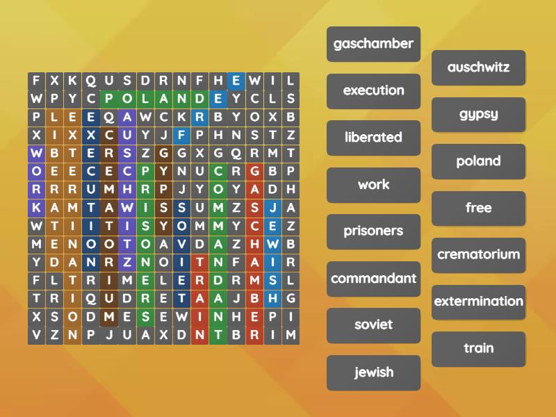 Auschwitz (Boy in the Striped Pyjamas) - Wordsearch