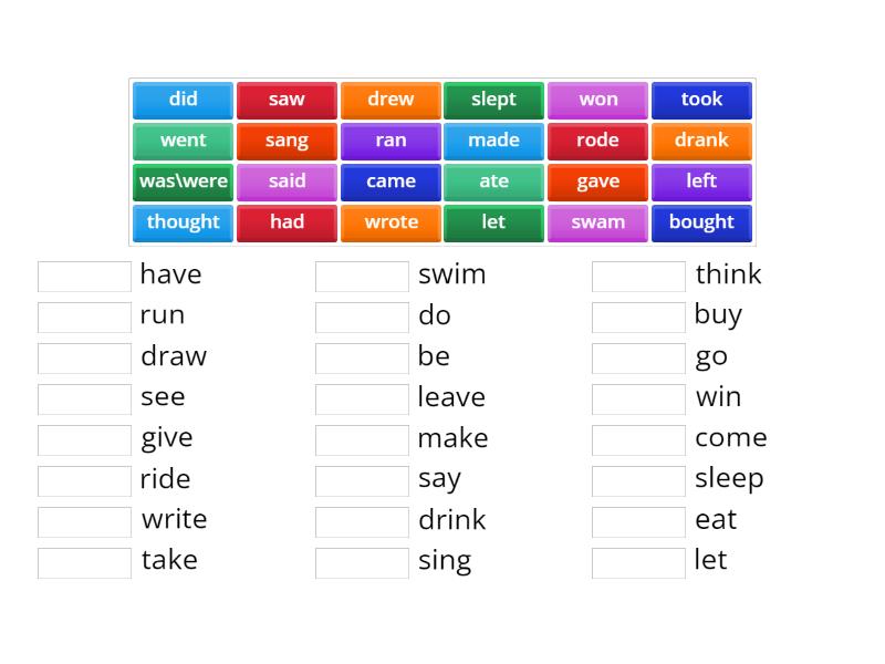 Irregular verbs - Match up